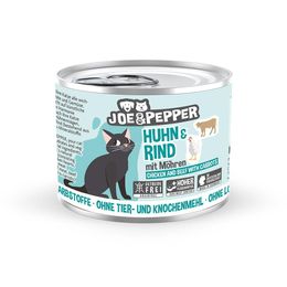 Joe & Pepper Cat Huhn & Rind mit M&ouml;hren Katzen-Nassfutter getreidefrei 6x200g