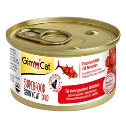 Gimcat Superfood ShinyCat Duo Thunfischfilet mit Tomaten Katzen-Nassfutter ohne Zuckerzusatz 24x70g