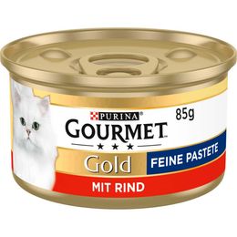Gourmet Gold Feine Pastete mit Rind Katzen-Nassfutter ohne k&uuml;nstliche Farbstoffe 24x85g