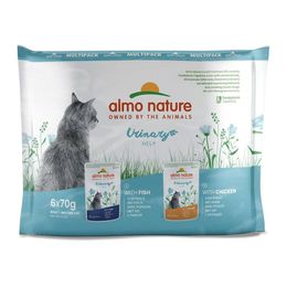 Almo Nature Holistic Urinary Help Multipack mit Fisch&Huhn Katzen-Nassfutter mit Cranberries 6x70g