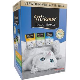 Miamor Ragout Royale Huhn, Thunfisch, Kaninchen in Jelly Multibox Adult Katzen-Nassfutter ohne Konservierungsmittel 48x100g