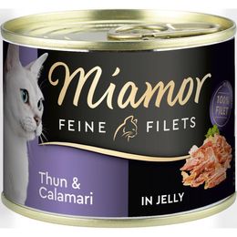Miamor Feine Filets in Jelly Thunfisch und Calamari Katzen-Nassfutter hoher Proteingehalt 12x185g