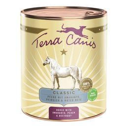 Terra Canis CLASSIC &ndash; Pferd mit Amaranth, Pfirsich und Roter Bete Hunde-Nassfutter 100 % Lebensmittelqualit&auml;t aller Rohstoffe 6x800g