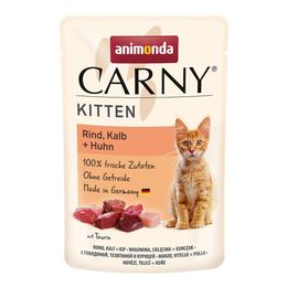 animonda Carny Kitten Rind, Kalb + Huhn Katzen-Nassfutter ohne Getreide, ohne Soja, ohne Zuckerzusatz 24x85g