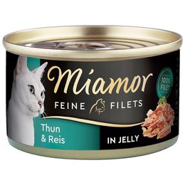 Miamor Feine Filets in Jelly Thunfisch und Reis Katzen-Nassfutter hoher Feuchtigkeitsanteil 48x100g