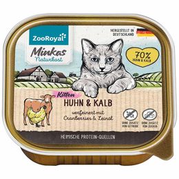 ZooRoyal Minkas Naturkost Kitten Huhn und Kalb mit Cranberries Katzen-Nassfutter ohne Zucker und Getreide 16x100g