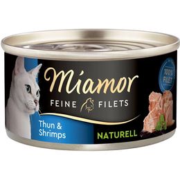 Miamor Feine Filets naturell Thun & Shrimps Katzen-Nassfutter fettarm 48x80g