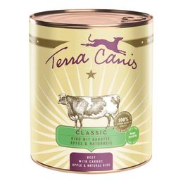 Terra Canis CLASSIC - Rind mit Karotte, Apfel und Naturreis Hunde-Nassfutter 100 % Lebensmittelqualit&auml;t aller Rohstoffe 6x800g