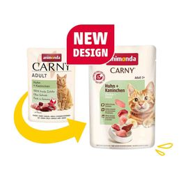 animonda Carny Adult Huhn + Kaninchen Katzen-Nassfutter ohne Getreide, Zucker und Soja 24x85g