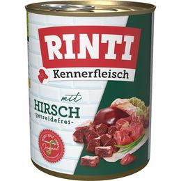 Rinti Kennerfleisch Hirsch Hunde-Nassfutter ohne Kohlenhydrate 24x800g