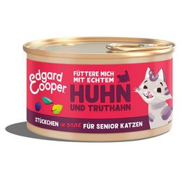 Edgard & Cooper St&uuml;ckchen in Sauce Senior Truthahn und Huhn Katzen-Nassfutter getreidefrei 6x85g