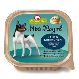 Granatapet Mini Royal Kalb und Kaninchen Hunde-Nassfutter getreidefrei 22x150g