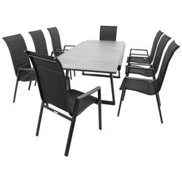 Pharao24.de Sitzgruppe Garten Terrassengruppe mit acht St&uuml;hlen - hohe R&uuml;ckenlehne (neunteilig)