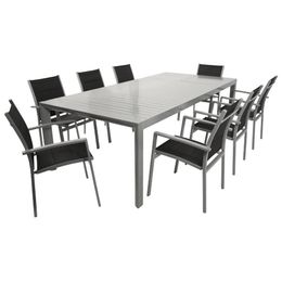 Pharao24.de Outdoor Essgruppe Tischgruppe mit acht Sitzpl&auml;tzen in modernem Design (neunteilig)