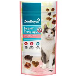 ZooRoyal Knusper Fisch-Mix mit Lachs, Forelle & Seelachs Katzensnacks ohne Zuckerzusatz 70g