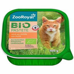 ZooRoyal Bio Pastete reich an Huhn mit Pute Katzen-Nassfutter ohne Getreide 16x100g