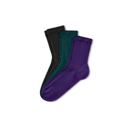 Tchibo - 3 Paar Ripp-Socken - Damen - Gr. 35-38 - dunkelgr&uuml;n