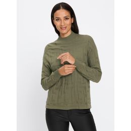 Heine Witt Damen Jacquardpullover in 3-D-Optik gemustert, oliv, Gr&ouml;&szlig;e 48