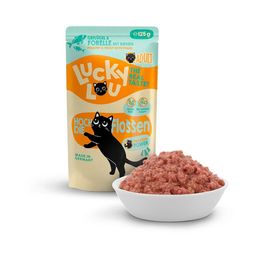Lucky Lou Lifestage Adult Gefl&uuml;gel & Forelle Katzen-Nassfutter ohne Getreide- und Zuckerzusatz 16x125g