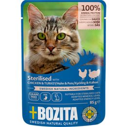 Bozita H&auml;ppchen in Sauce Sterilised Huhn und Pute Katzen-Nassfutter getreidefrei 12x85 g