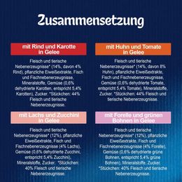 FELIX So gut wie es aussieht in Gelee Geschmacksvielfalt mit Gem&uuml;se Katzen-Nassfutter ohne k&uuml;nstliche Aroma- und Farbstoffe St&uuml;ckchen in Gelee 24x85g