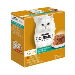 Gourmet Gold Raffiniertes Ragout Mixpaket Katzen-Nassfutter Alleinfuttermittel 48x85g