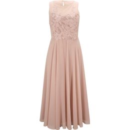 Heine Witt Damen Cocktailkleid mit Bl&uuml;tenstickerei, &auml;rmellos, puder, Gr&ouml;&szlig;e 46