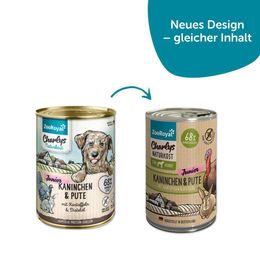 ZooRoyal Charlys Naturkost Junior Kaninchen & Pute mit Kartoffeln & Distel&ouml;l Hunde-Nassfutter getreidefrei 6x400g