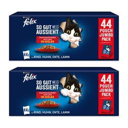FELIX So gut wie es aussieht in Gelee Geschmacksvielfalt vom Land Katzen-Nassfutter Gefl&uuml;gel 88x85g