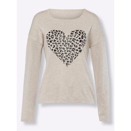 Heine Witt Damen Feinstrickpullover aus Melangegarn, sand-meliert, Gr&ouml;&szlig;e 36