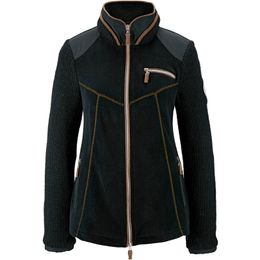 Heine Witt Damen Fleecejacke mit gestrickten &Auml;rmeln, schwarz, Gr&ouml;&szlig;e 38