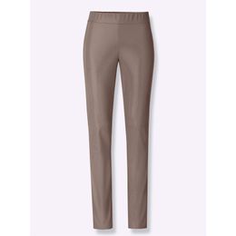 Heine Witt Damen Lederimitathose in figurschmeichelnder Schlupform, taupe, Gr&ouml;&szlig;e 44