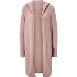 Heine Witt Damen Longstrickjacke mit Kapuze, ros&eacute;, Gr&ouml;&szlig;e 34