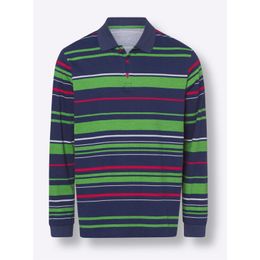 WITT Herren Langarm-Poloshirt, marine-apfel-geringelt, Gr&ouml;&szlig;e 60/62