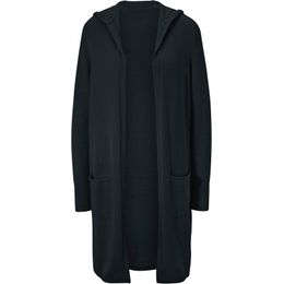 Heine Witt Damen Longstrickjacke mit Kapuze, schwarz, Gr&ouml;&szlig;e 44/46