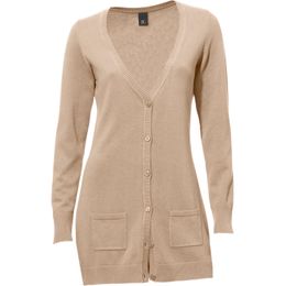 Heine Witt Damen Feinstrickjacke mit Taschen, beige, Gr&ouml;&szlig;e 42