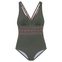 Lascana Damen Badeanzug, oliv-leo, Gr&ouml;&szlig;e 36B