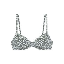 Lascana Damen B&uuml;gel-Bikini-Top, oliv-bedruckt, Gr&ouml;&szlig;e 44D