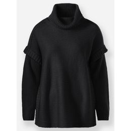 Heine Witt Damen Rollkragenpullover in Poncho-Optik, schwarz, Gr&ouml;&szlig;e 42