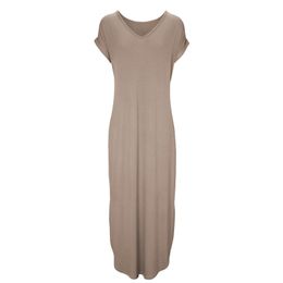Heine Witt Damen Maxikleid mit seitlichen Taschen, sand, Gr&ouml;&szlig;e 42