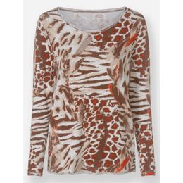 Heine Witt Damen Langarmshirt mit Animal-Dessin, beige-orange, Gr&ouml;&szlig;e 44