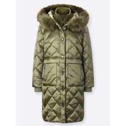 WITT Damen Steppmantel mit Strickwesten-Einsatz, khaki, Gr&ouml;&szlig;e 40