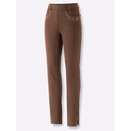WITT Damen Stretch-Jeans mit Glitzersteinchen, schoko, Gr&ouml;&szlig;e 18