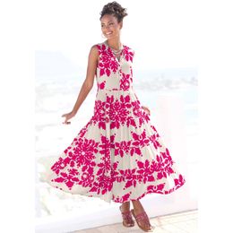 Vivance Damen Maxikleid, creme-berry bedruckt, Gr&ouml;&szlig;e 42
