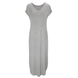 Heine Witt Damen Maxikleid mit seitlichen Taschen, grau-melange, Gr&ouml;&szlig;e 36