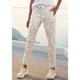 Venice Beach Damen Sweathose, creme-taupe bedruckt, Gr&ouml;&szlig;e 34