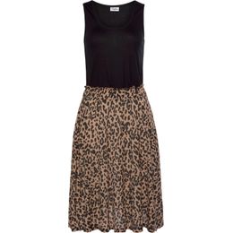 Buffalo Damen Jerseykleid, schwarz-leo-bedruckt, Gr&ouml;&szlig;e 36