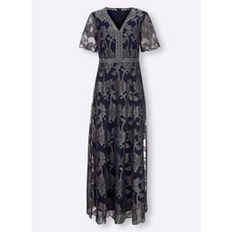 Heine Witt Damen Abendkleid mit gl&auml;nzender Bl&uuml;tenstickerei, marine, Gr&ouml;&szlig;e 38