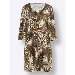 WITT Damen Sommerkleid mit 3/4-&Auml;rmeln, sand-braun-bedruckt, Gr&ouml;&szlig;e 48/50