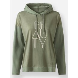 Heine Witt Damen Kapuzenshirt mit Glitzersteinen, khaki, Gr&ouml;&szlig;e 34